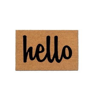 Mascot Hardware "Hello" Script Coir Doormat, Indoor & Outdoor Welcome Mat, Custom Door Mat - Bed ...